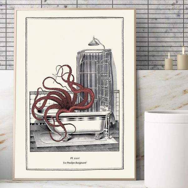 Vintage Steampunk funny toilet wall art: octopus | My Steampunk Style ...